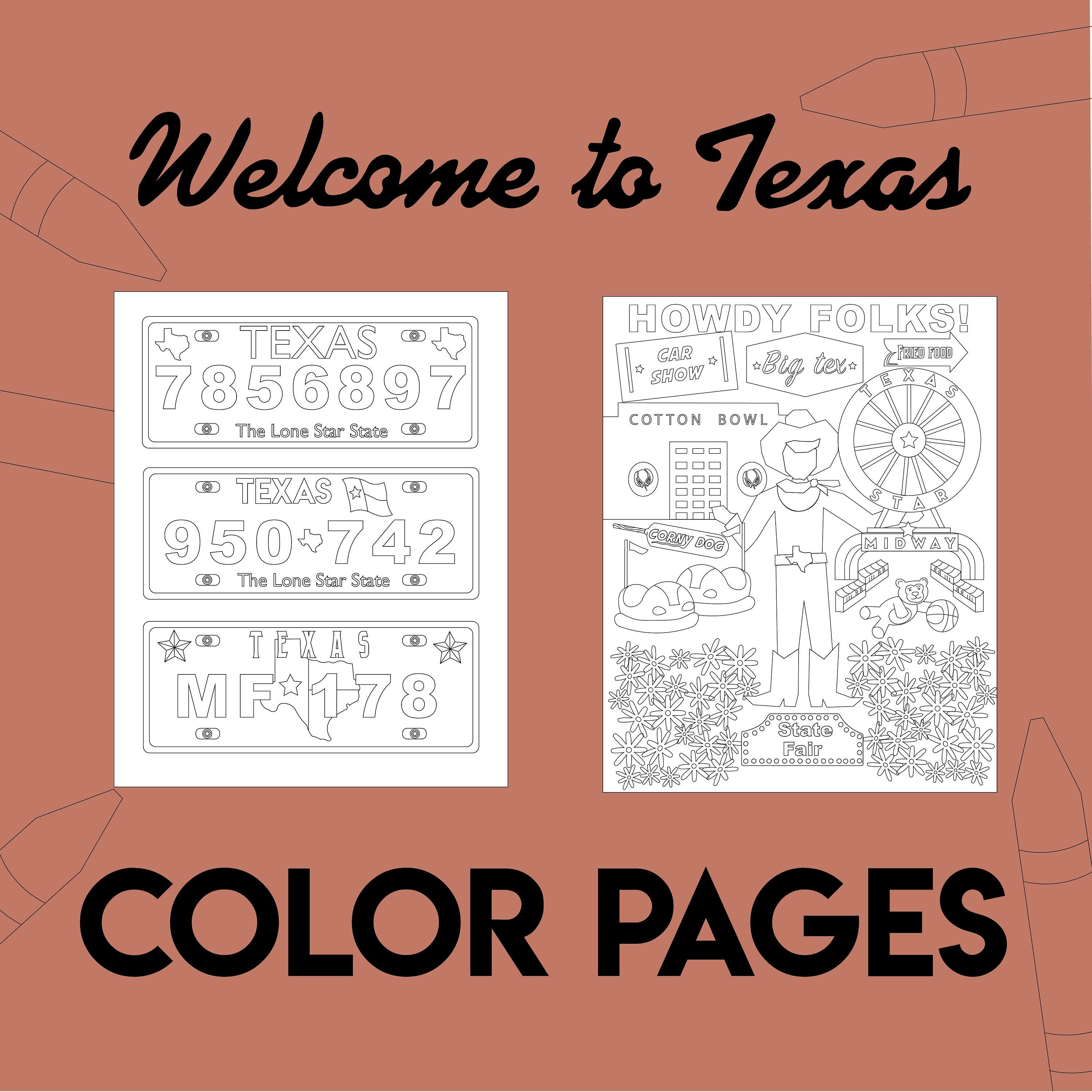 Texas Coloring Pages Adult Coloring Book Pages Kids Coloring Page State ...
