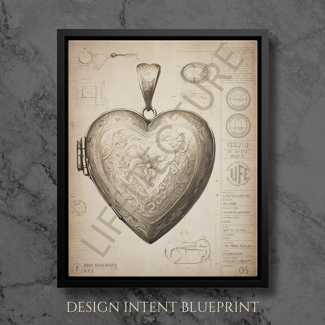 Love Blueprint Wall Art, 8x10 Framed Canvas Print, Motivational ...
