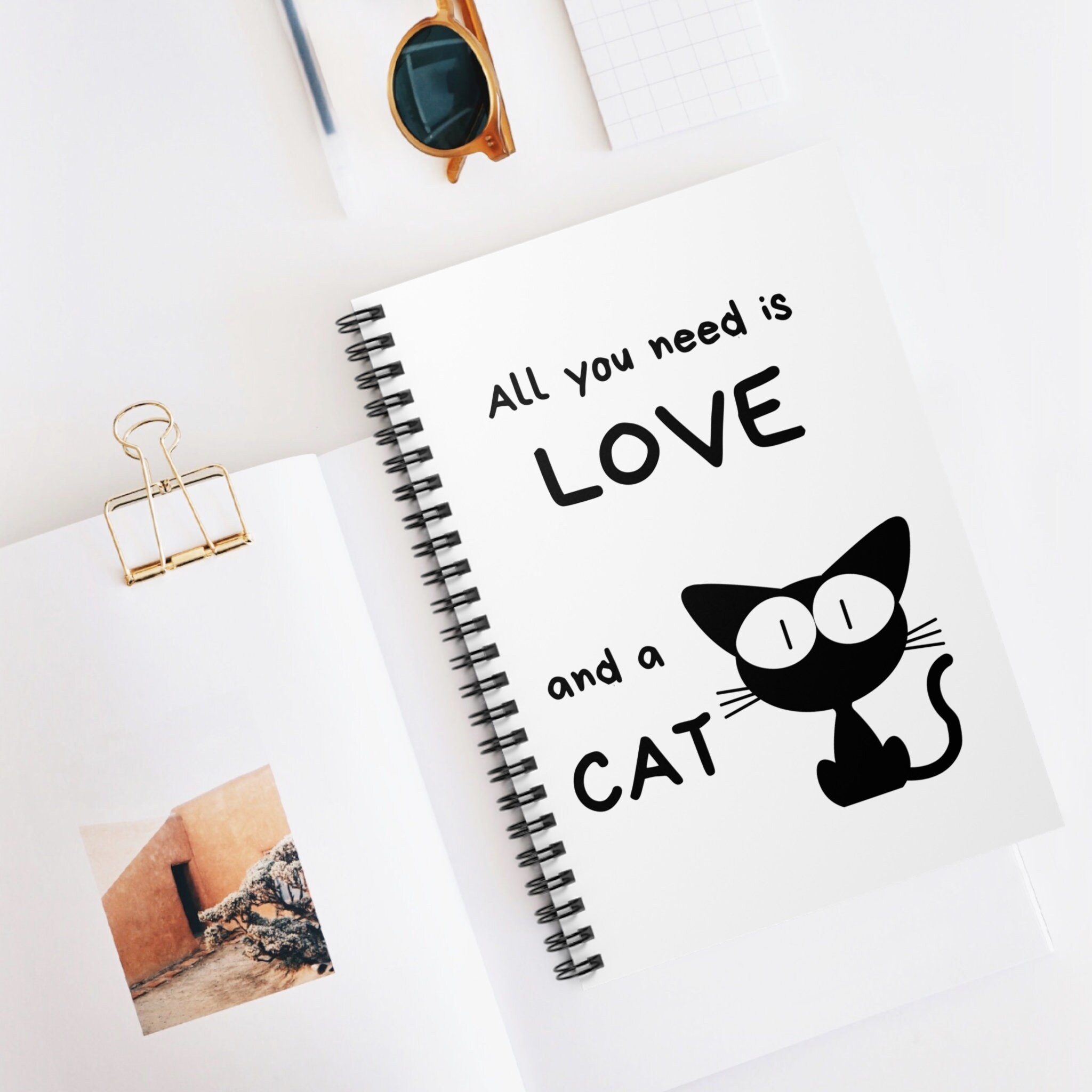 Cat Themed Journal Spiral Notebook Gift for Her | Lined Pages | All You ...