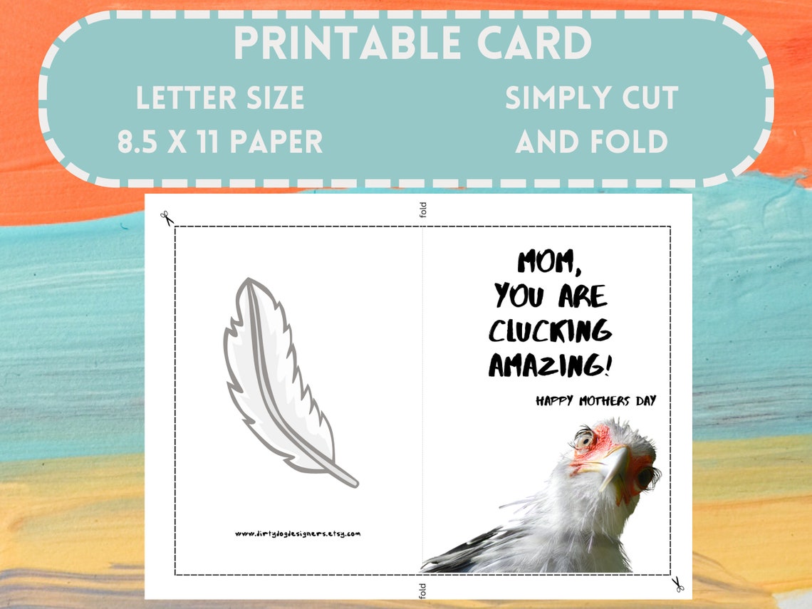 Funny Mothers Day Card Printable Cute Greeting Card Clucking Amazing ...