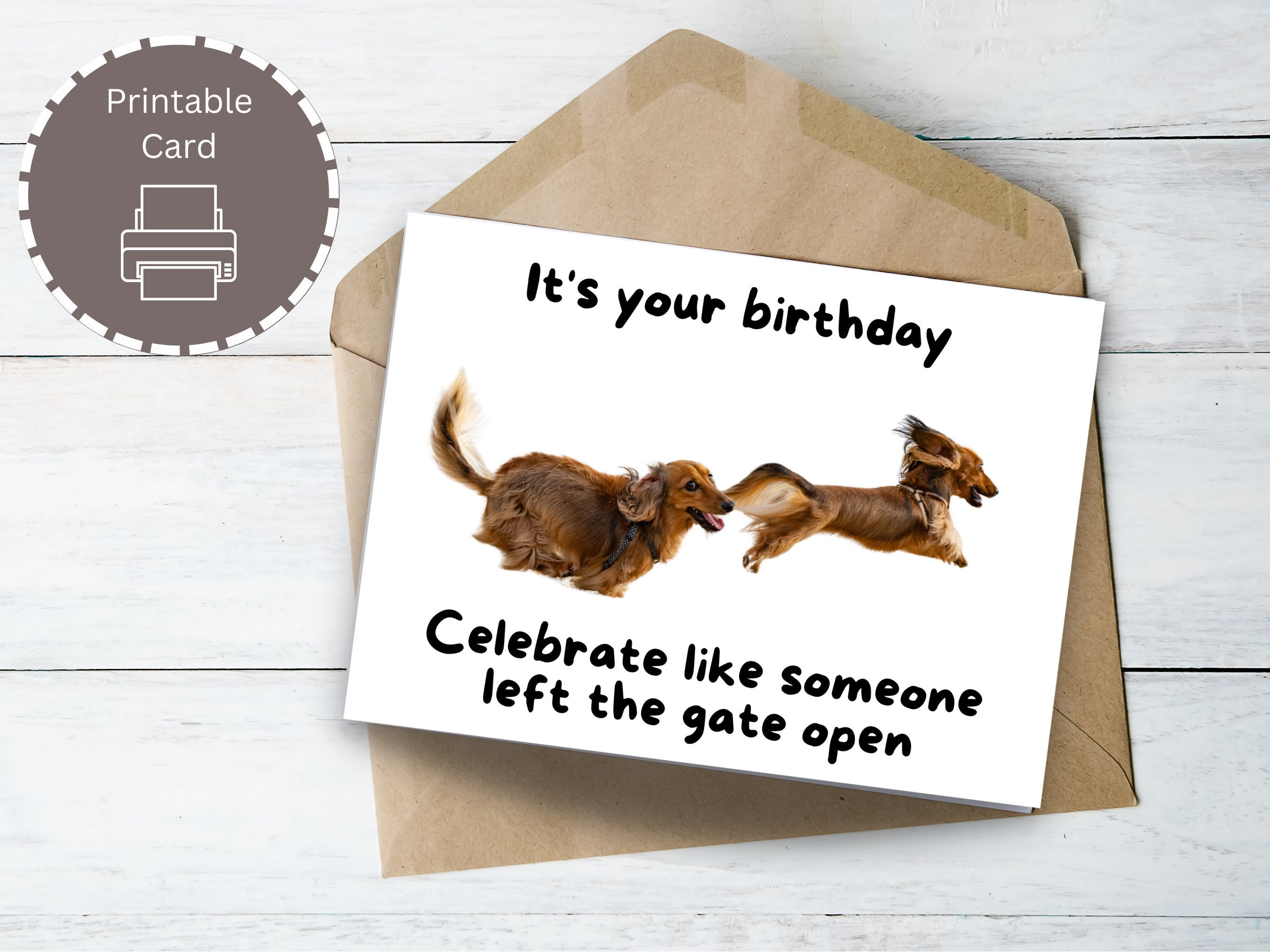 Funny Birthday Card With Dog | PRINTABLE Cute Greeting Card | Humorous ...