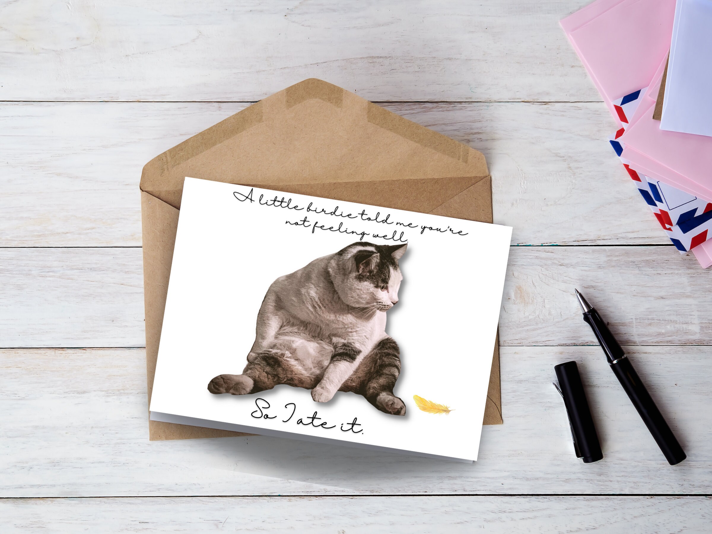 PRINTABLE Get Well Soon Card Digital Download, Funny Cat Card, Humorous ...