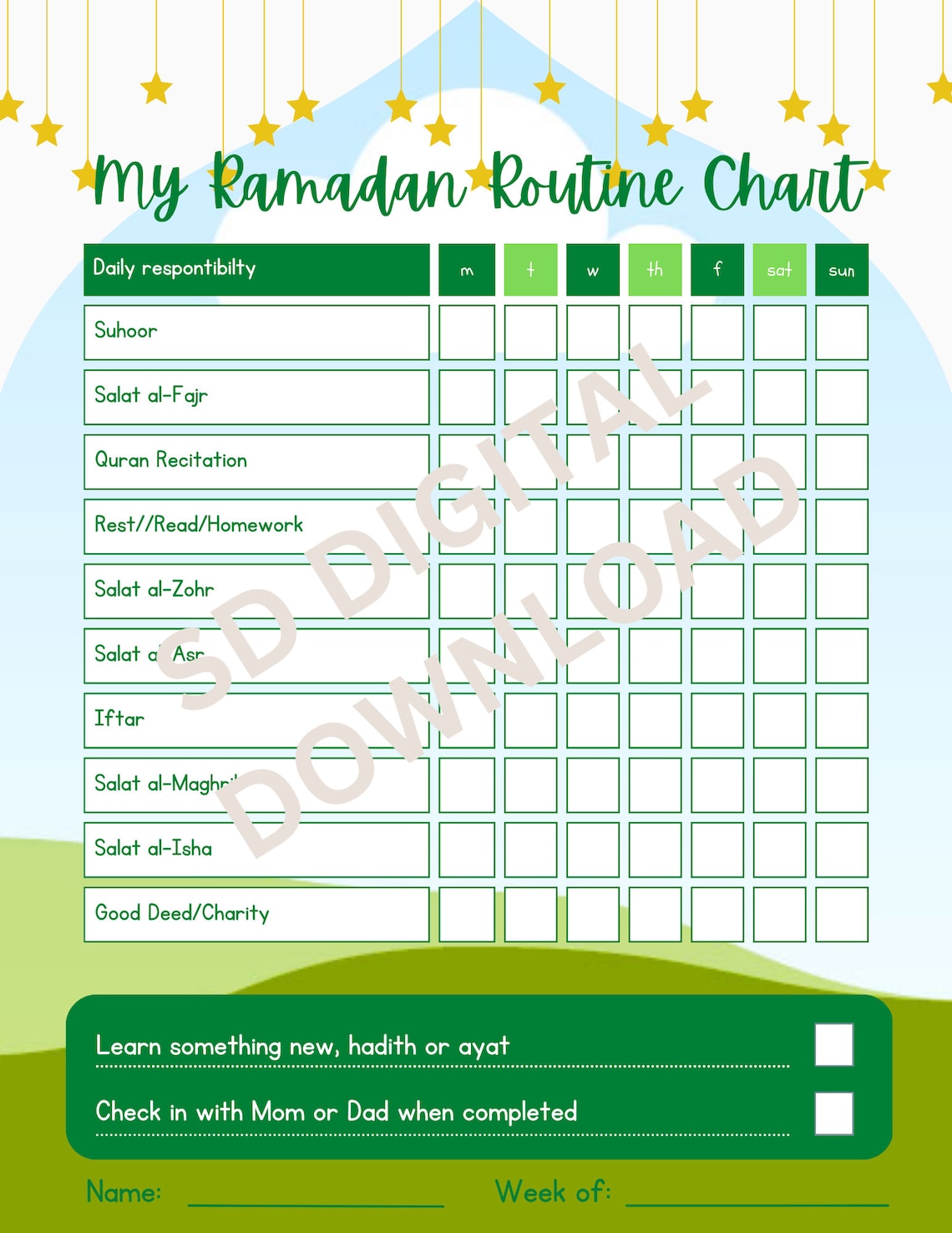 Ramadan Kids Routine Chart, Chore Chart, Activity Check List, to Do ...