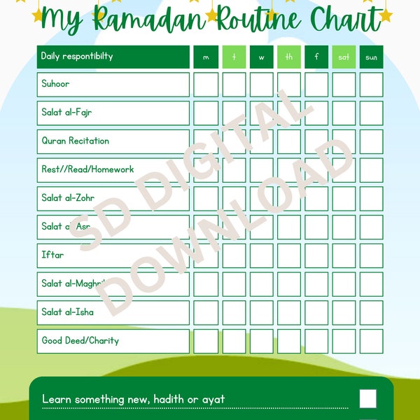 Islamic Routine Chart - Etsy