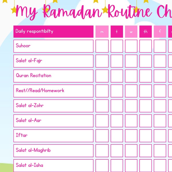 Islamic Chore Chart - Etsy