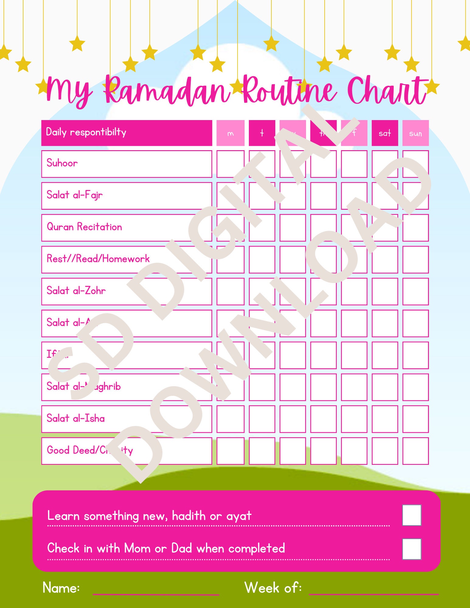 Ramadan Kids Routine Chart, Chore Chart, Activity Check List, to Do ...