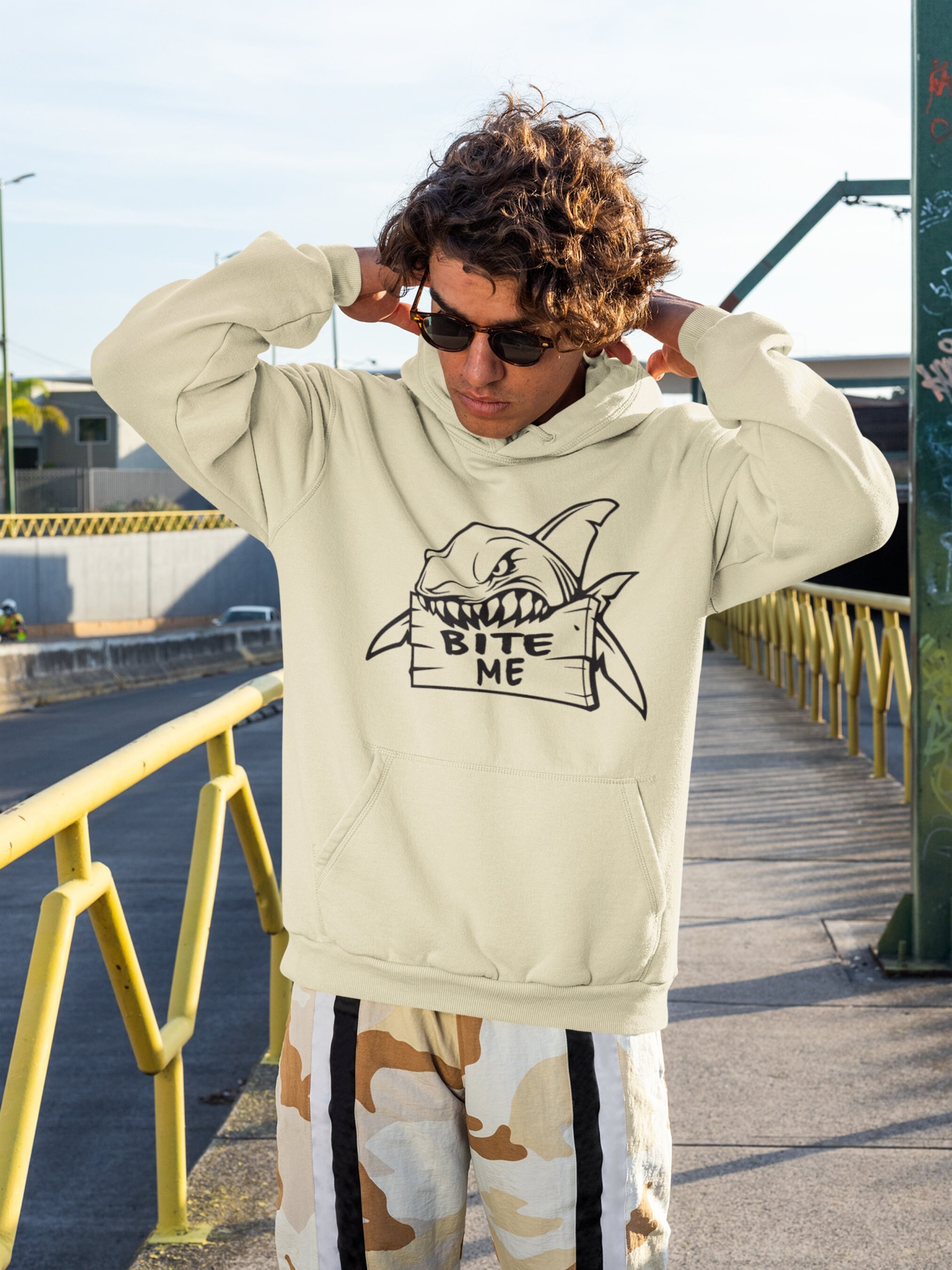 Bite Me Shark Hoodiefunny and Sarcastic Hooded - Etsy