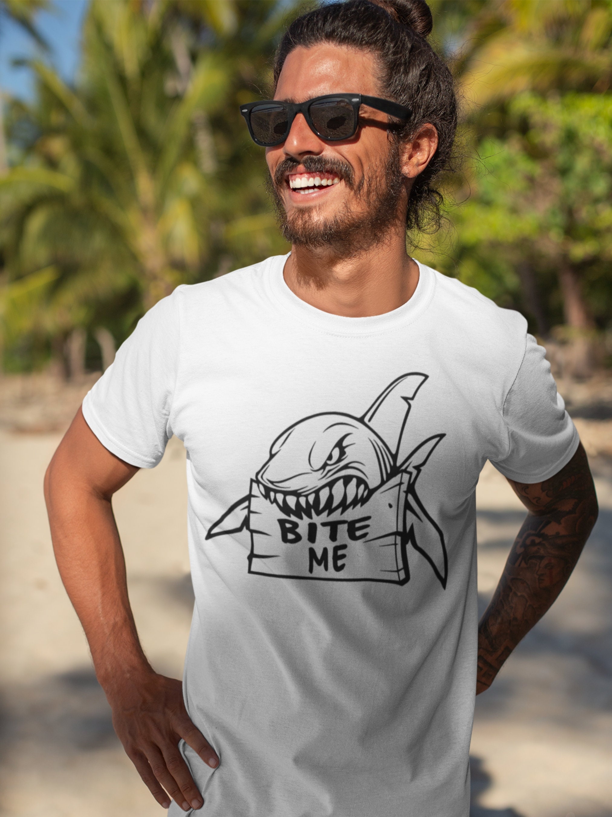 Bite Me Shark Hoodiefunny and Sarcastic Hooded Sweatshirtunisex Graphic ...