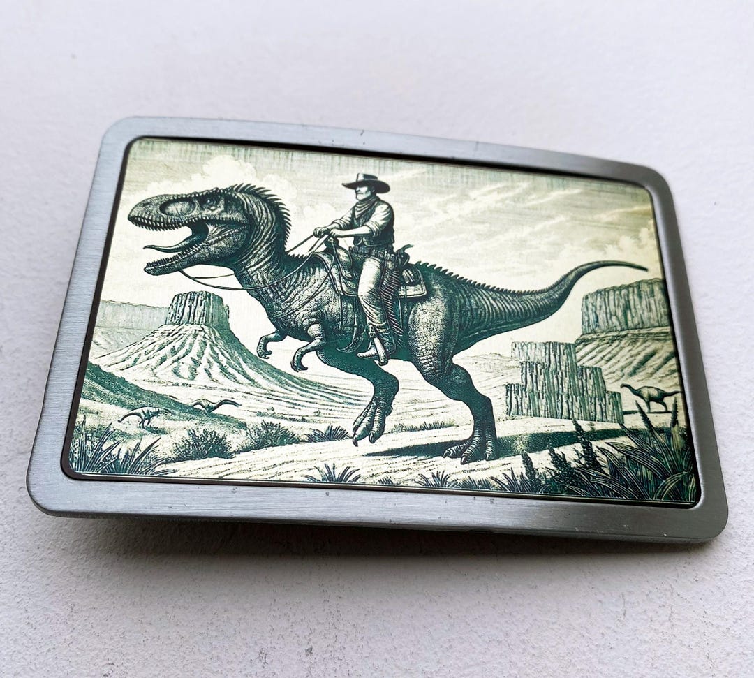 Dinosaur and Cowboy Belt Buckle, Men's Belt Buckle, Women's Belt Buckle ...