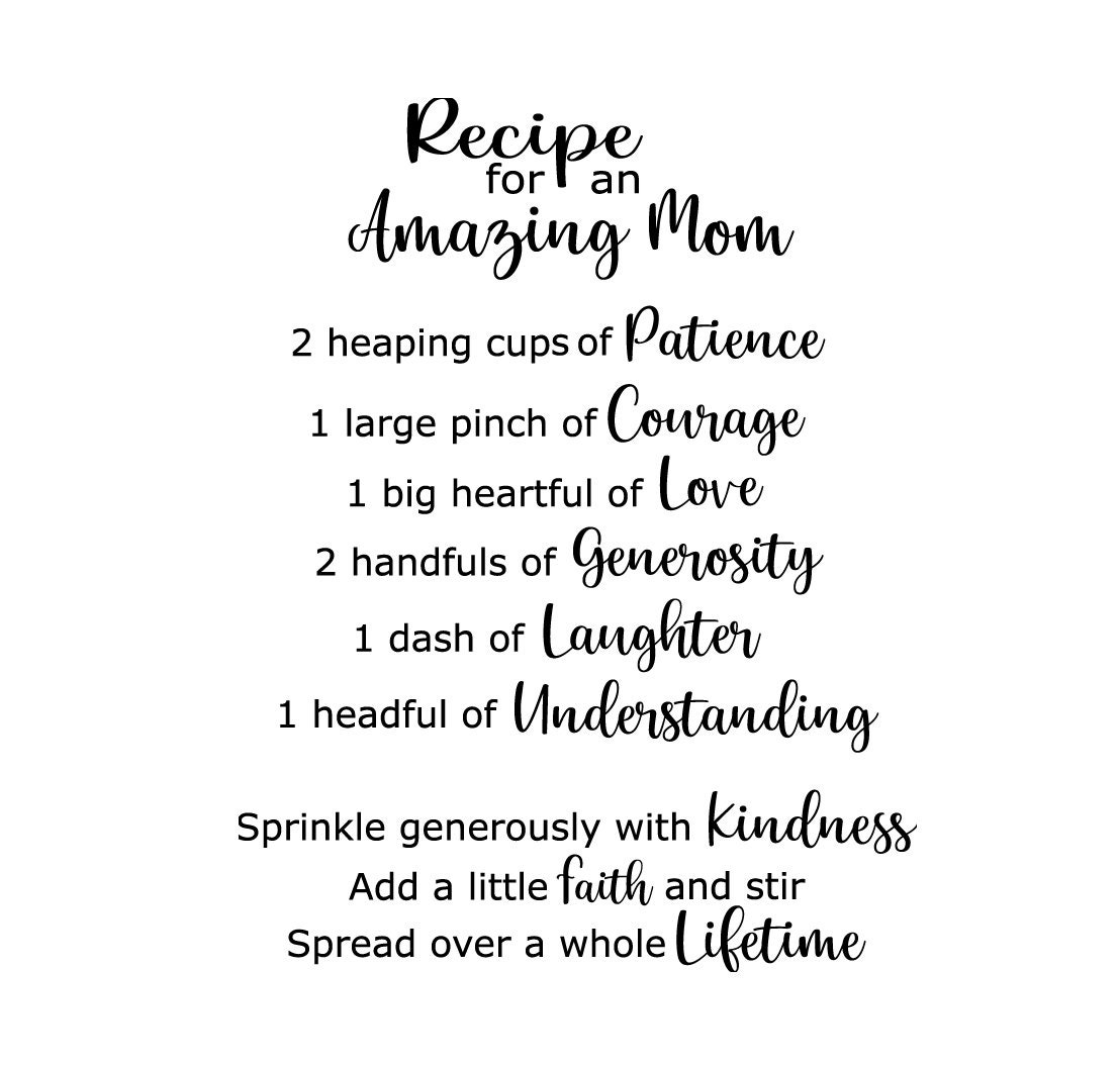 Recipe for an Amazing Mom PDF SVG DXF - Etsy