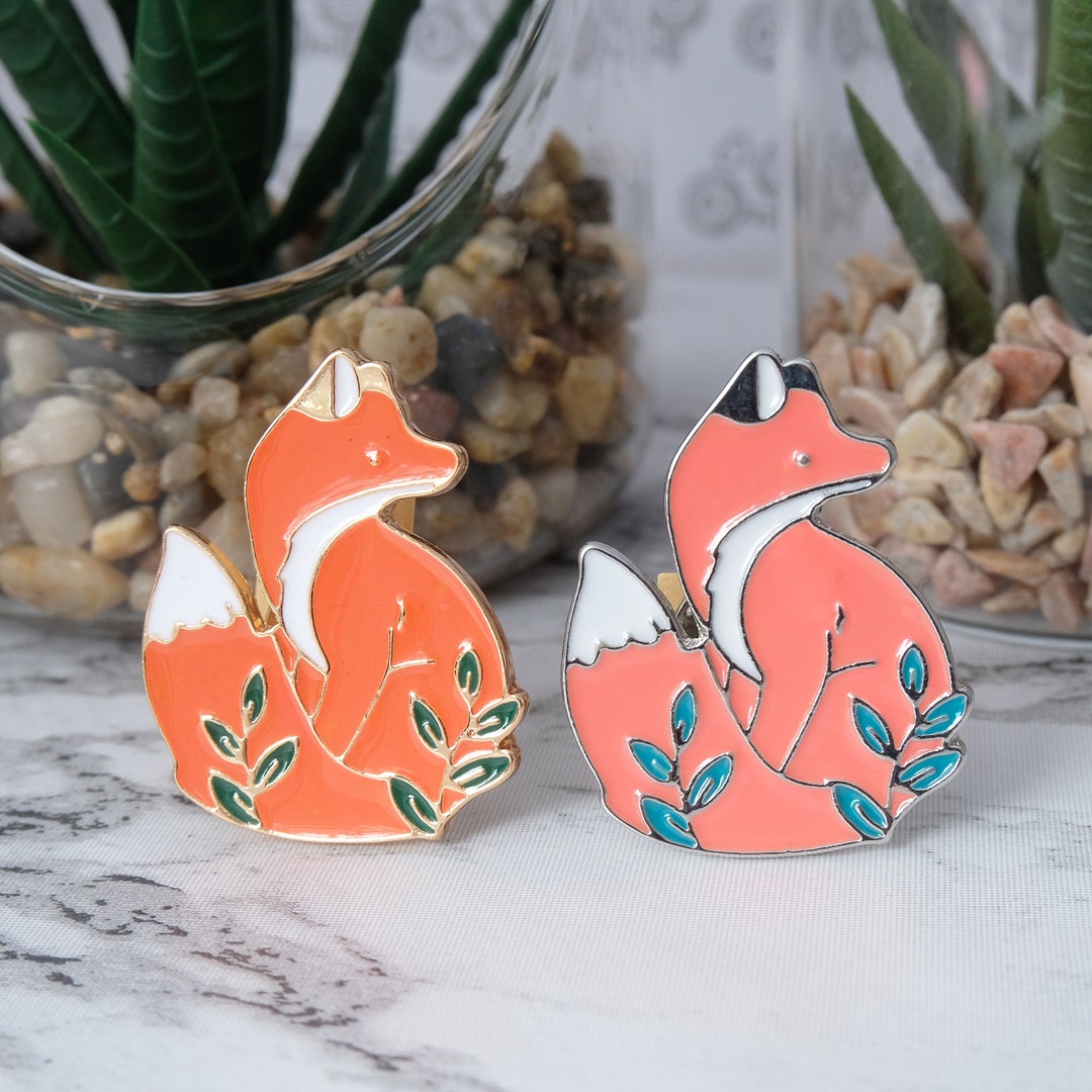 Cute Silver and Gold Enamel Fox Pins Fennec Fox Fox Charm - Etsy