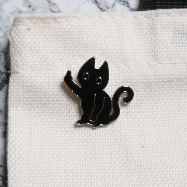 Black Cat Enamel Pin - Etsy