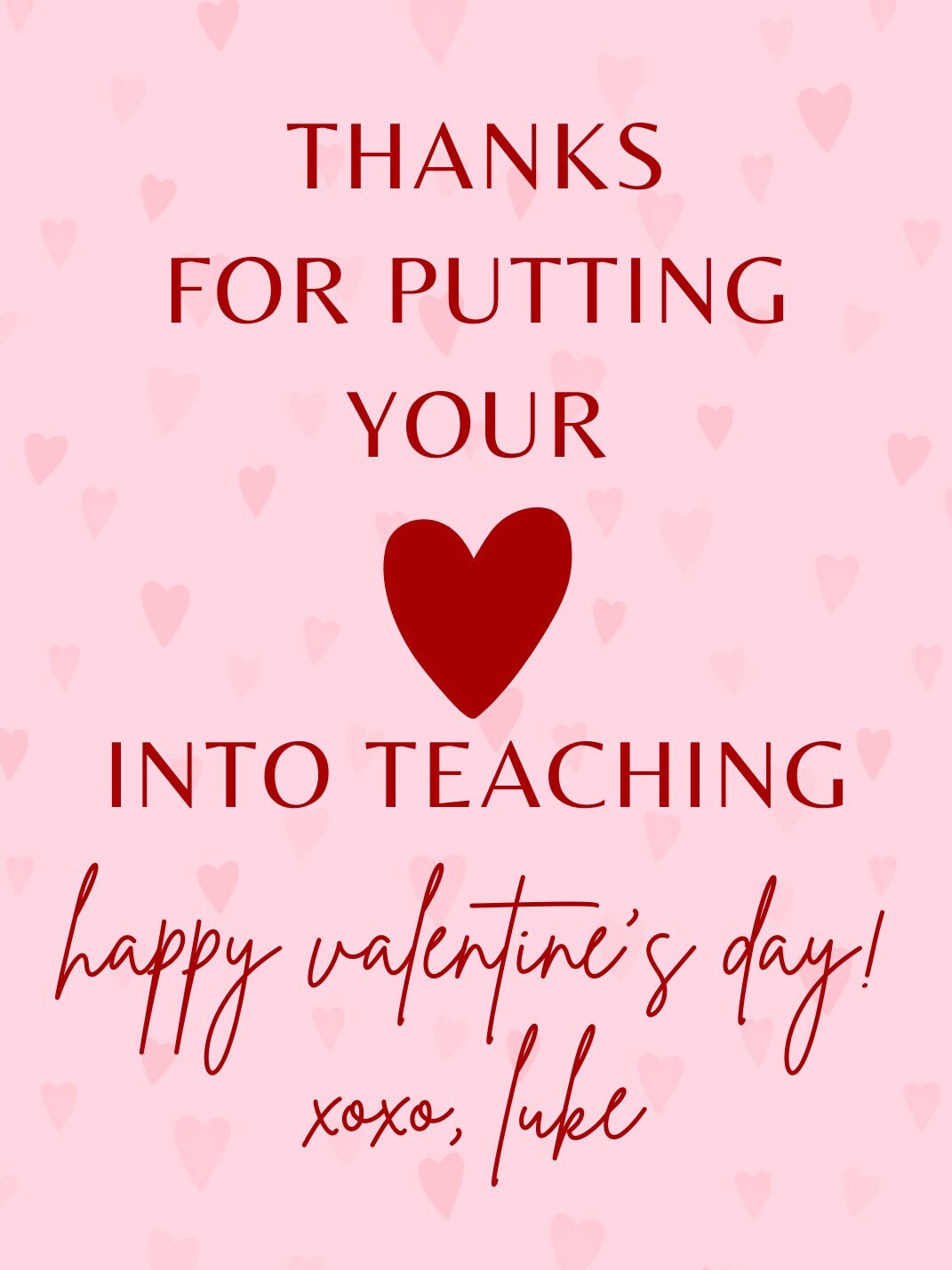 PERSONALIZED Teacher Valentine's Day Card Printable Download - Etsy