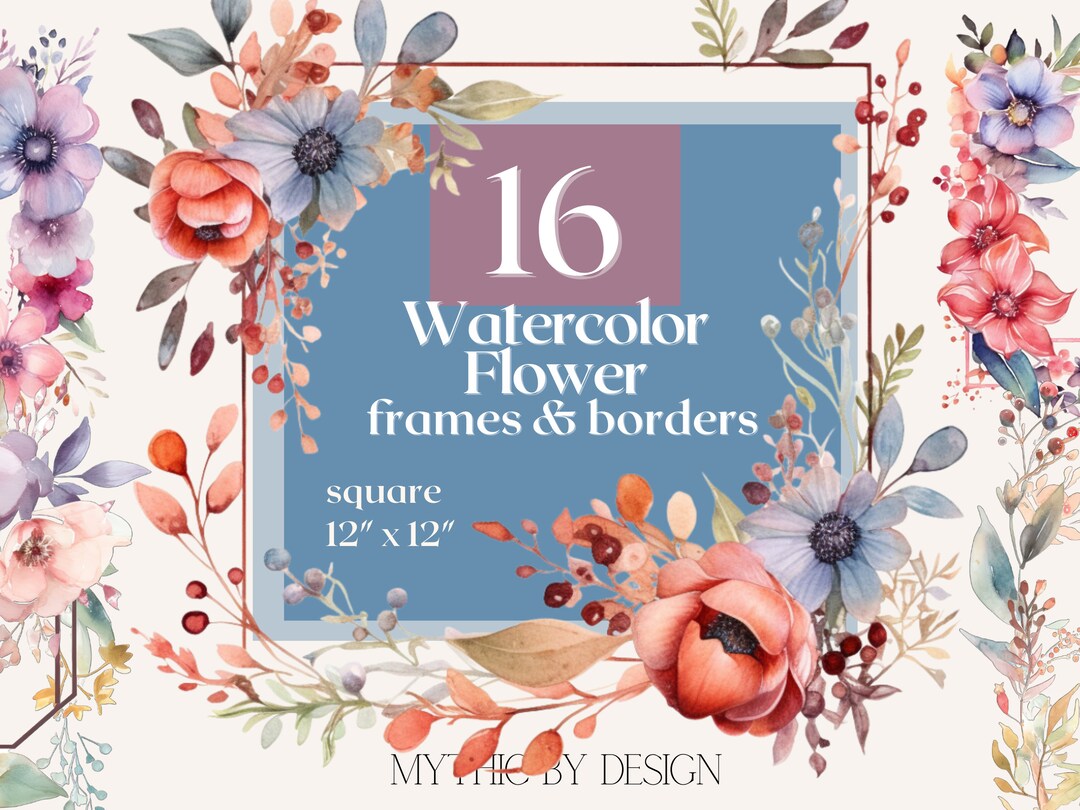 Watercolor Flower Borders Bright Colors Floral Borders Flower Frames ...