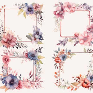 Watercolor Flower Borders Bright Colors Floral Borders Flower Frames ...