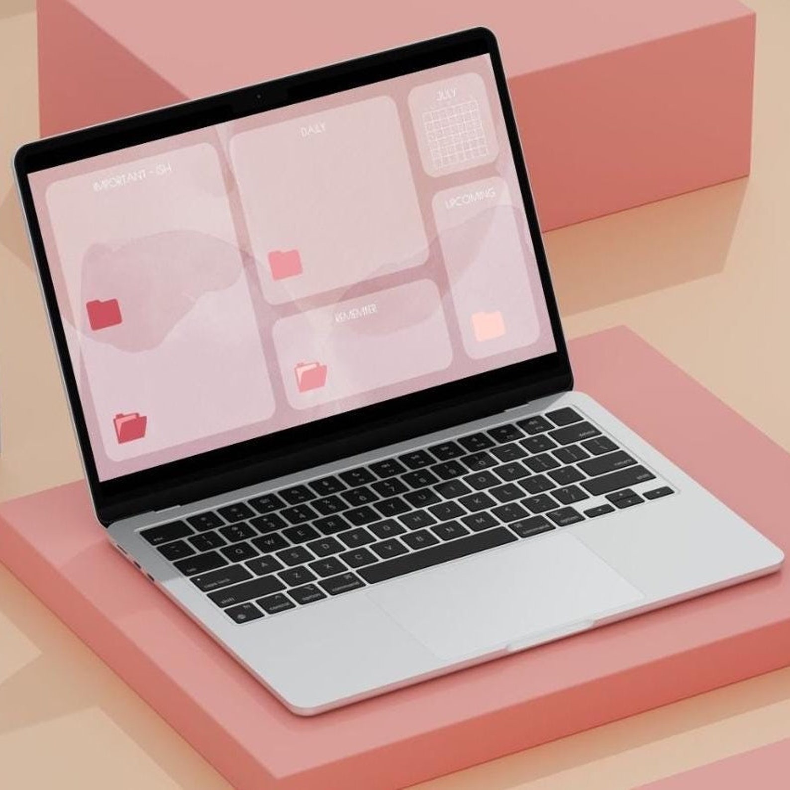 Soft Pink Water Color Desktop Wallpaper Organizer | Section Labels ...