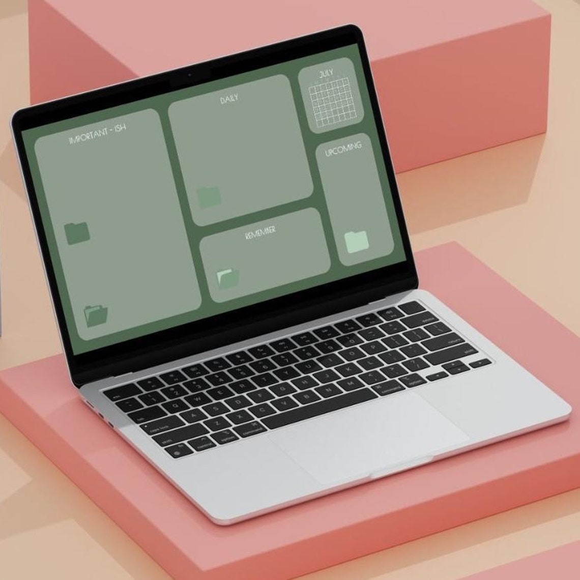 Dark Green Desktop Wallpaper Organizer | Section Labels & File Icons ...