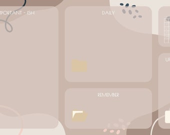 Brown Desktop Wallpaper Organizer Section Labels & File Icons ...