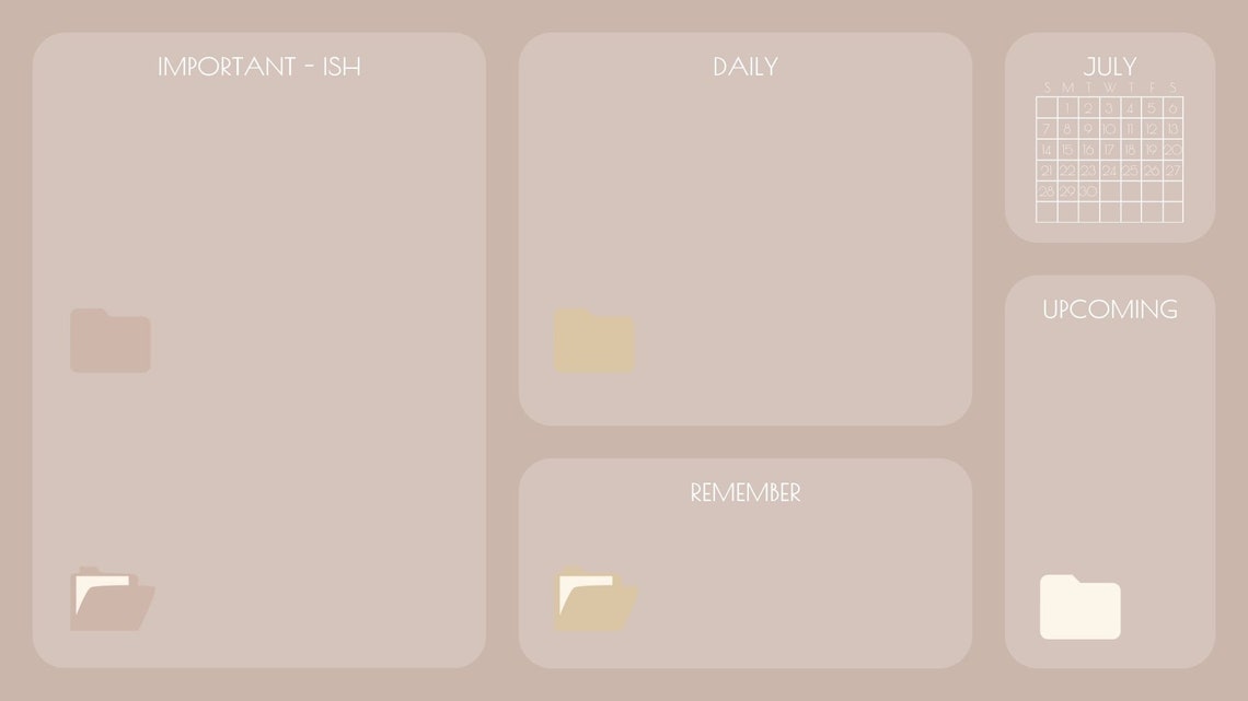 Brown Desktop Wallpaper Organizer | Section Labels & File Icons ...