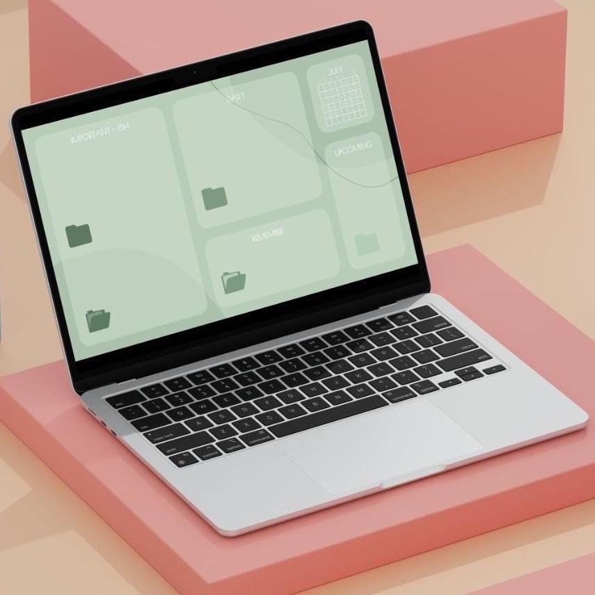 Sage Abstract Desktop Wallpaper Organizer | Section Labels & File Icons ...