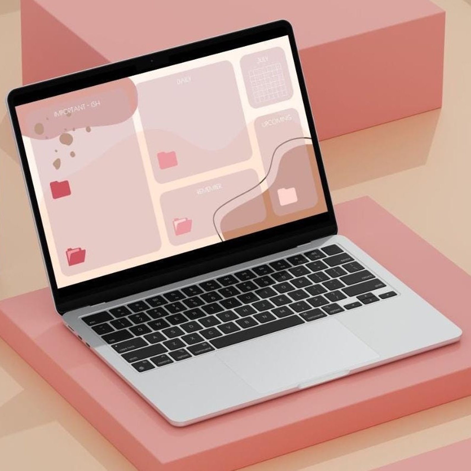 Pale Pink Abstract Desktop Wallpaper Organizer | Section Labels & File ...