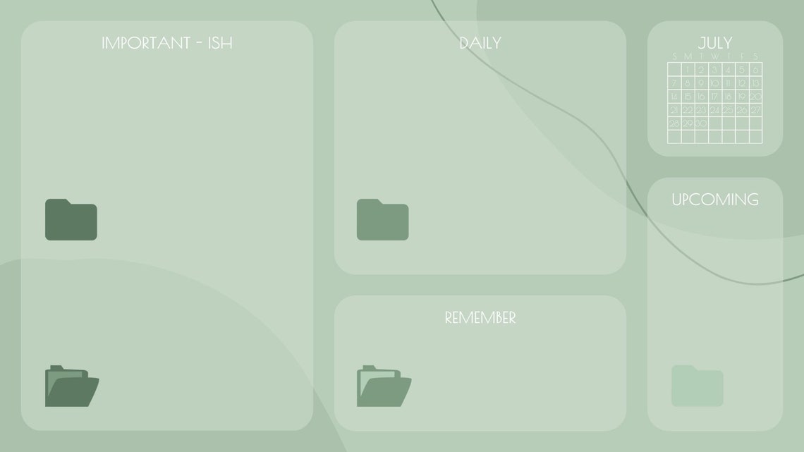 Sage Abstract Desktop Wallpaper Organizer | Section Labels & File Icons ...