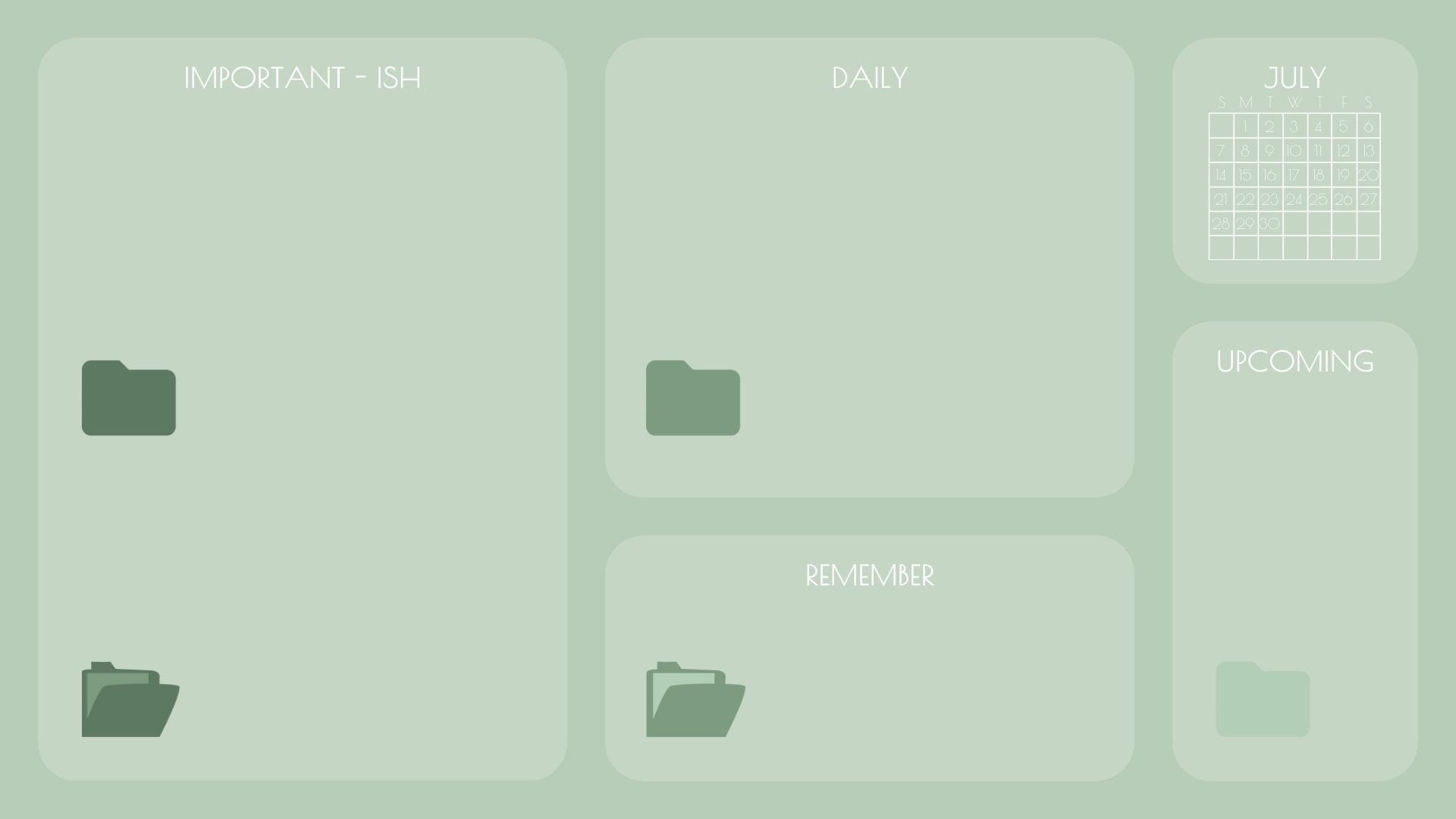 Sage Desktop Wallpaper Organizer Section Labels & File Icons Minimalist ...