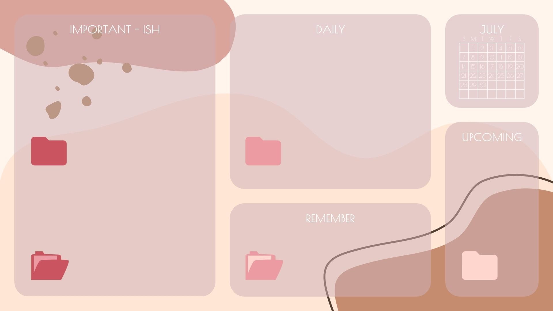 Pale Pink Abstract Desktop Wallpaper Organizer | Section Labels & File ...