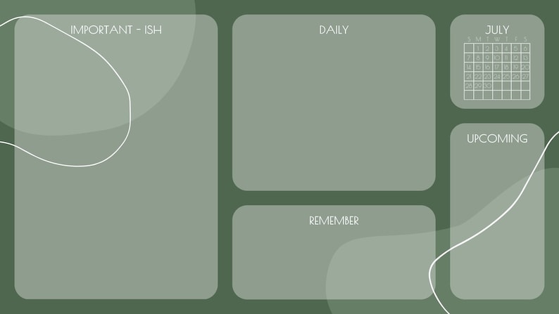 Dark Green Abstract Desktop Wallpaper Organizer | Section Labels & File ...