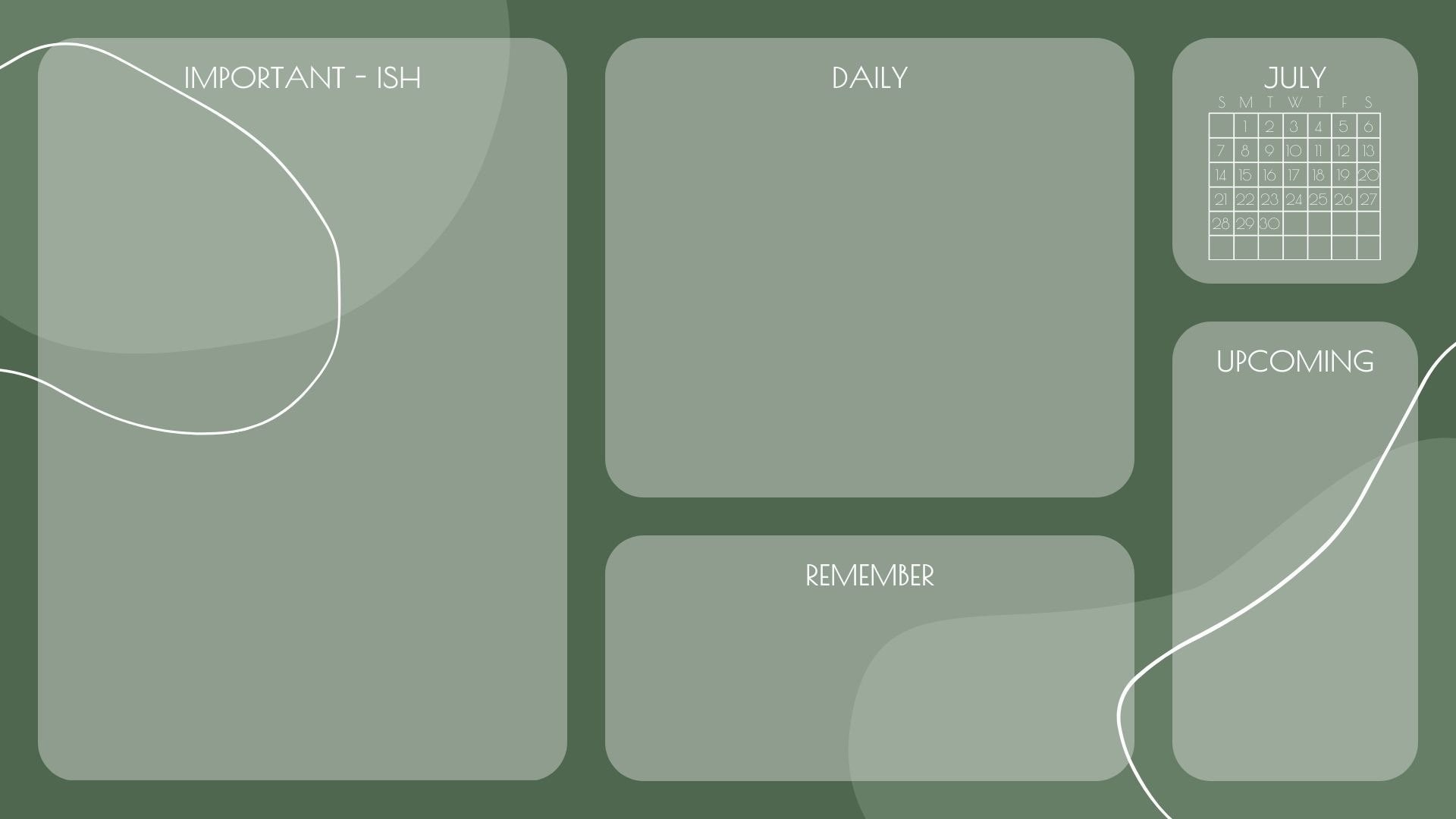Dark Green Abstract Desktop Wallpaper Organizer | Section Labels & File ...