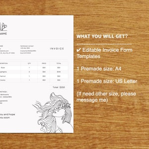 Printable Invoice Template for Hairdresser, Editable Invoice Template ...