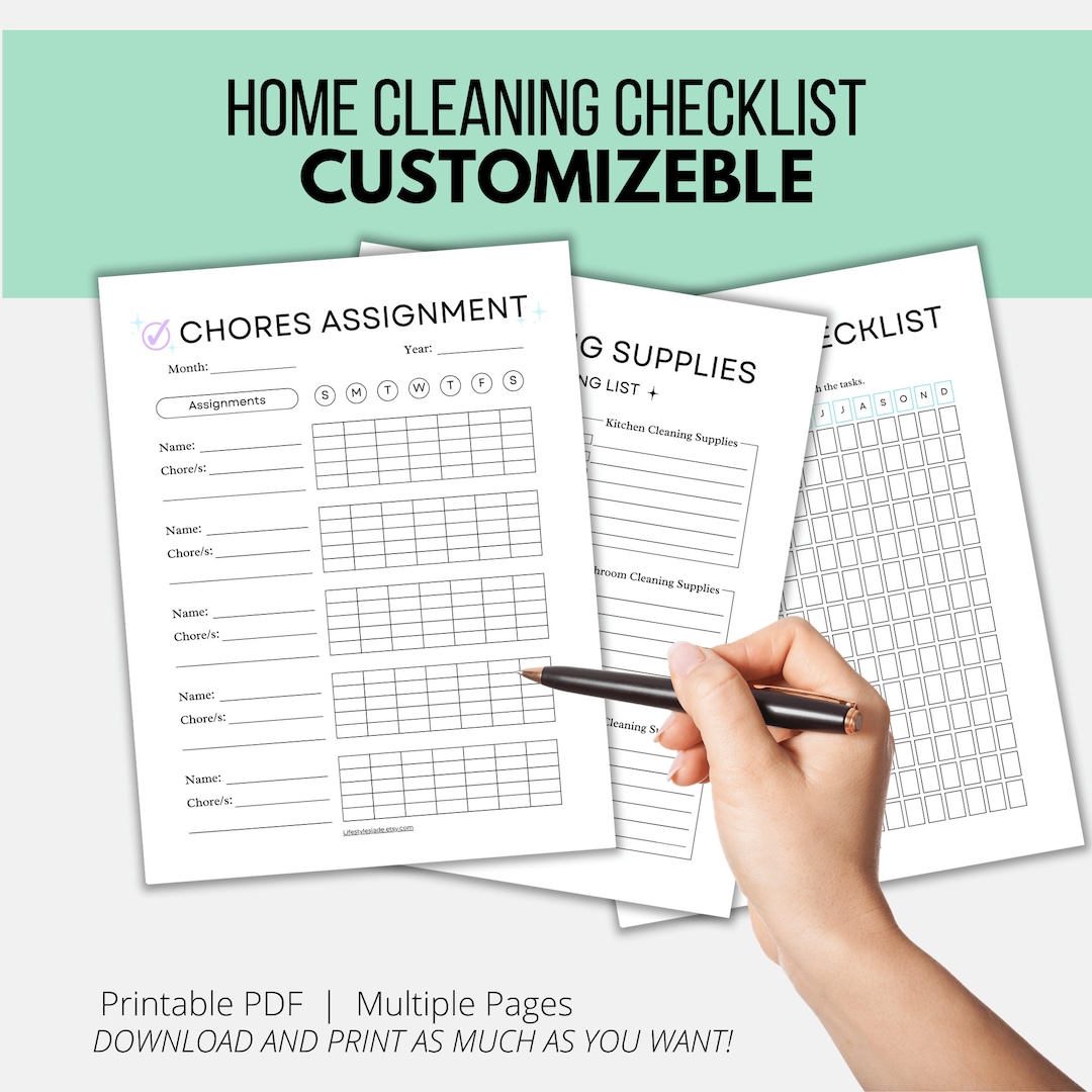 Home Cleaning checklist, Home Tidy Planner, 1PDF Printable, Monthly ...