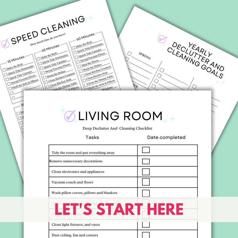Home Declutter Checklist, 1 PDF Printable Only, Cleaning Plan ...