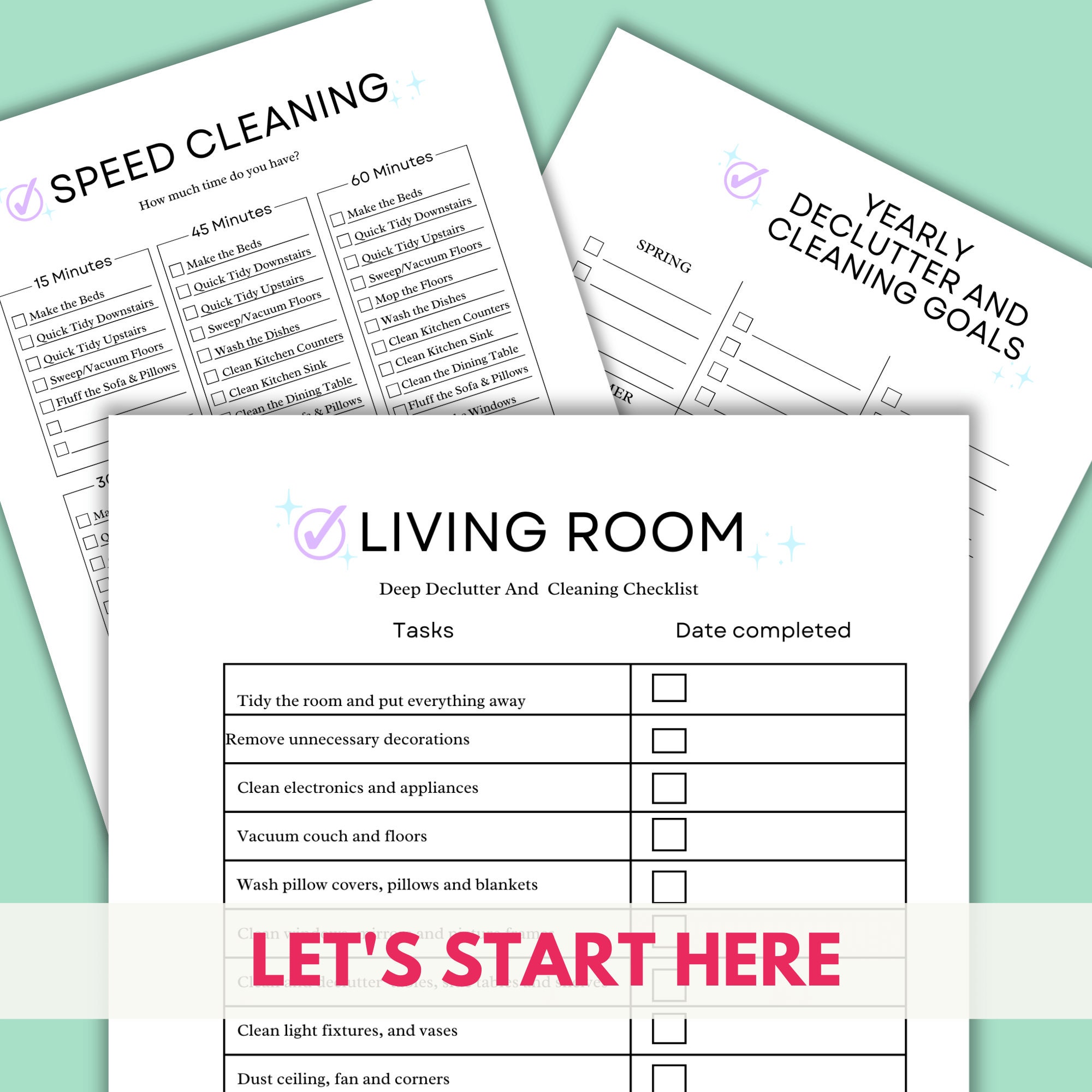 Home Declutter Checklist, 1 PDF Printable Only, Cleaning Plan ...