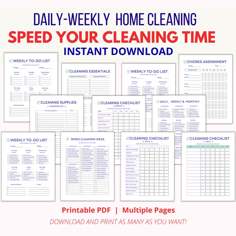 Cleaning Guide, Cleaning List PDF, Home Tidy Guide, Cleaning Checklist ...