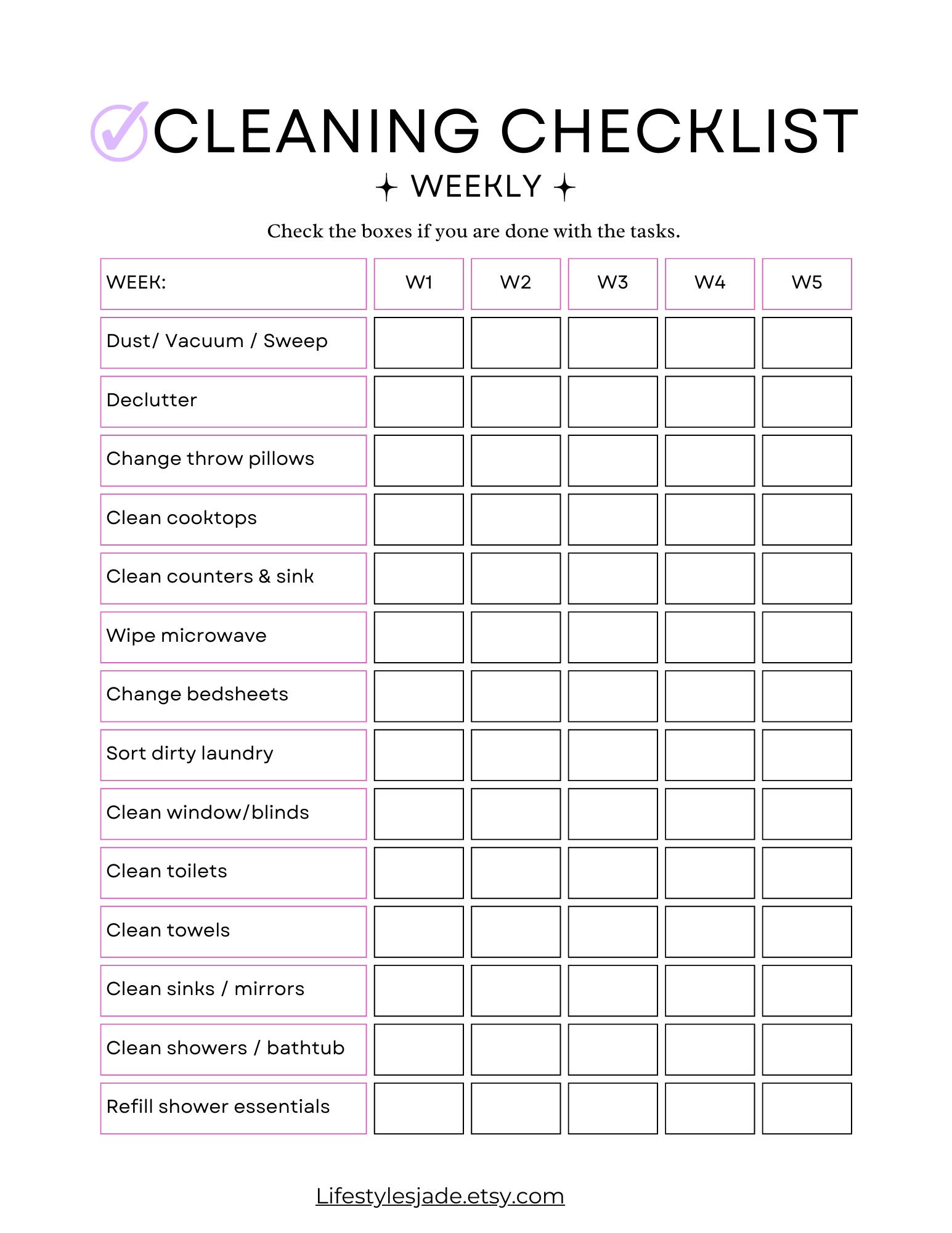 Home Declutter Checklist, 1 PDF Printable Only, Cleaning Plan ...