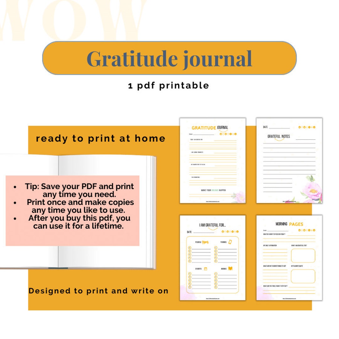 Printable Gratitude Journal: Daily Mindfulness, Reflections (PDF) - Etsy