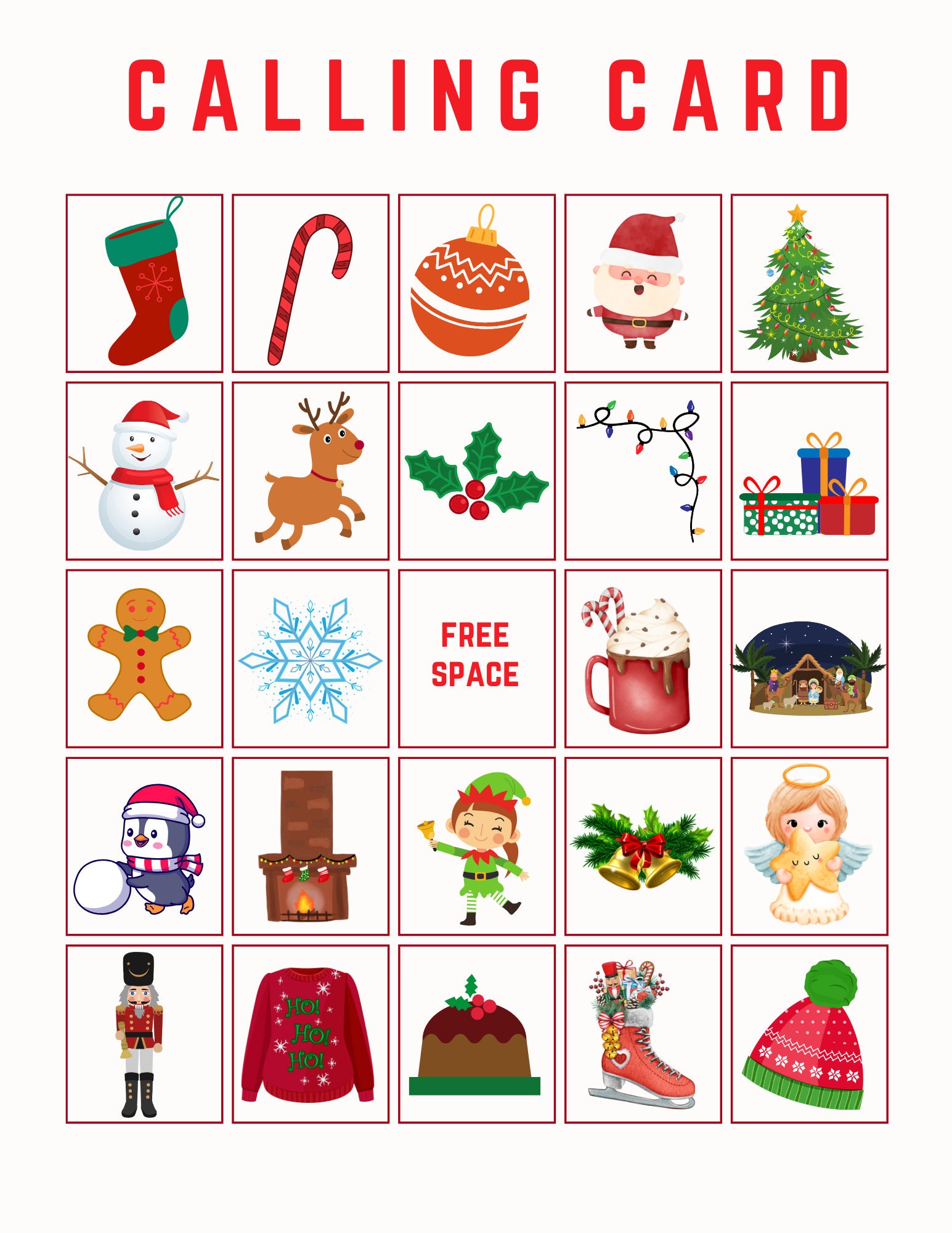 Christmas Bingo Card, Christmas Game,christmas Game Cards,holiday Bingo ...