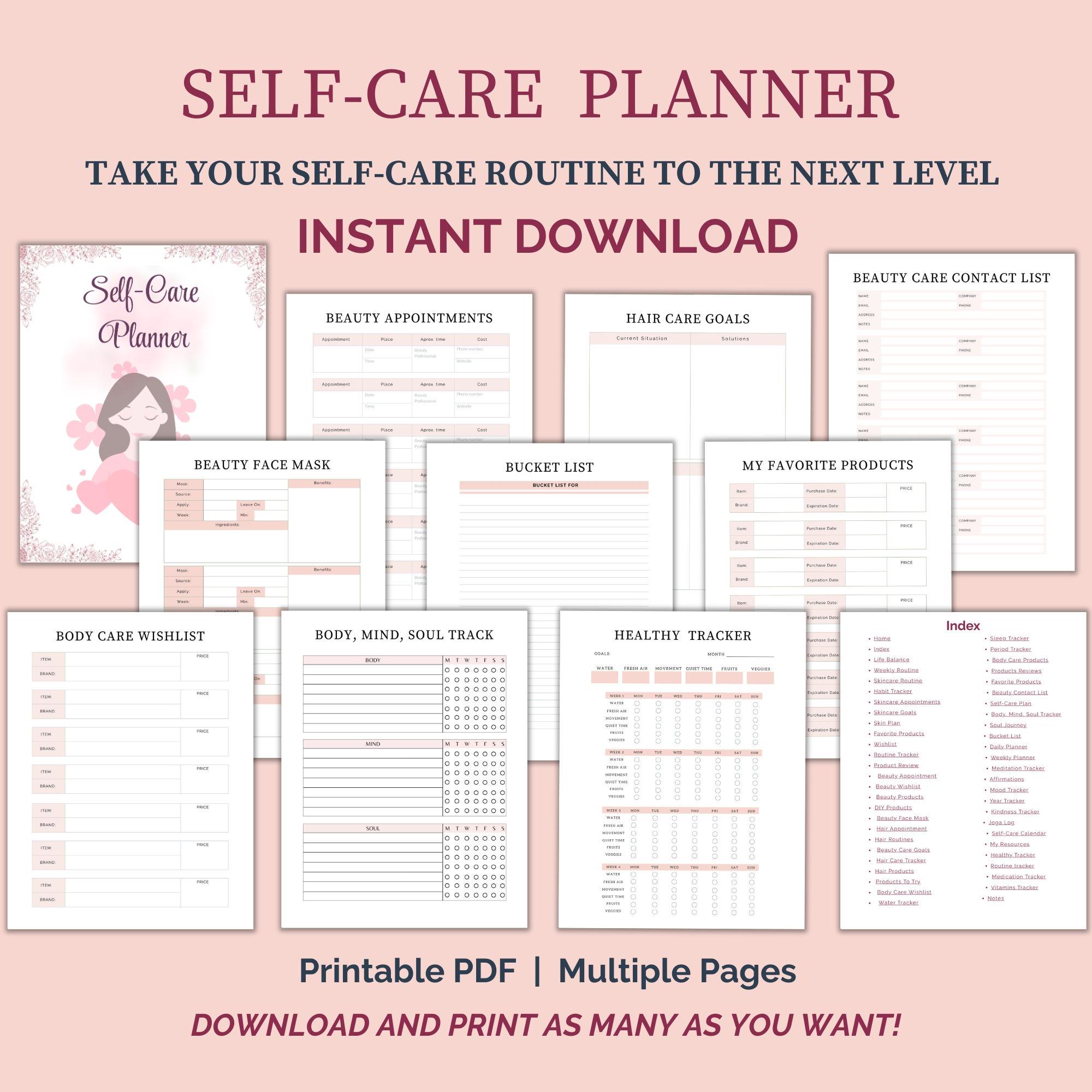 Self-care Planner Bundle Printable | Digital Self-care Journal ...