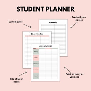 Printable Student Planner, School Planner, Assignment Tracker, Homework ...