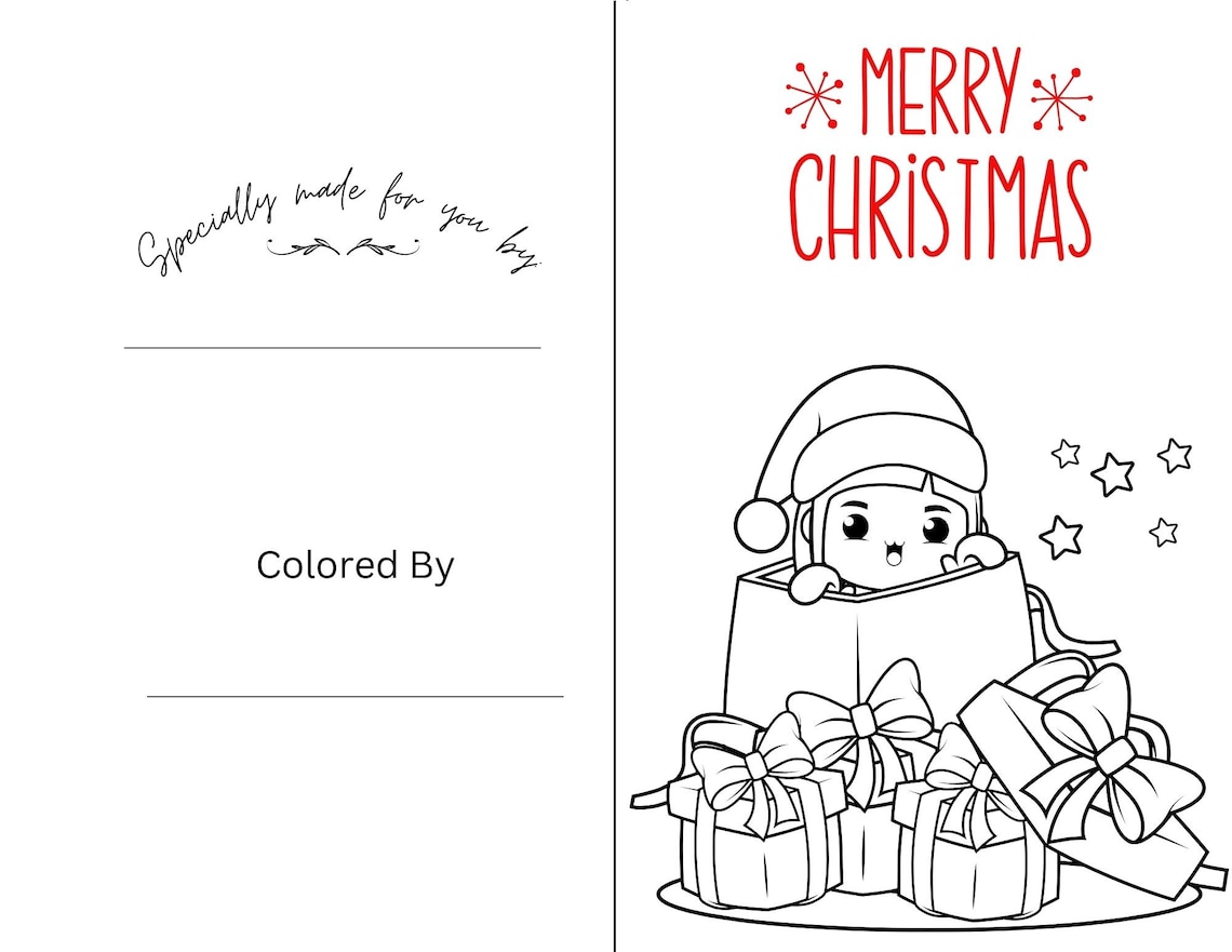 Coloring Cards, Christmas Coloring Cards, Kids Coloring Card, Christmas ...