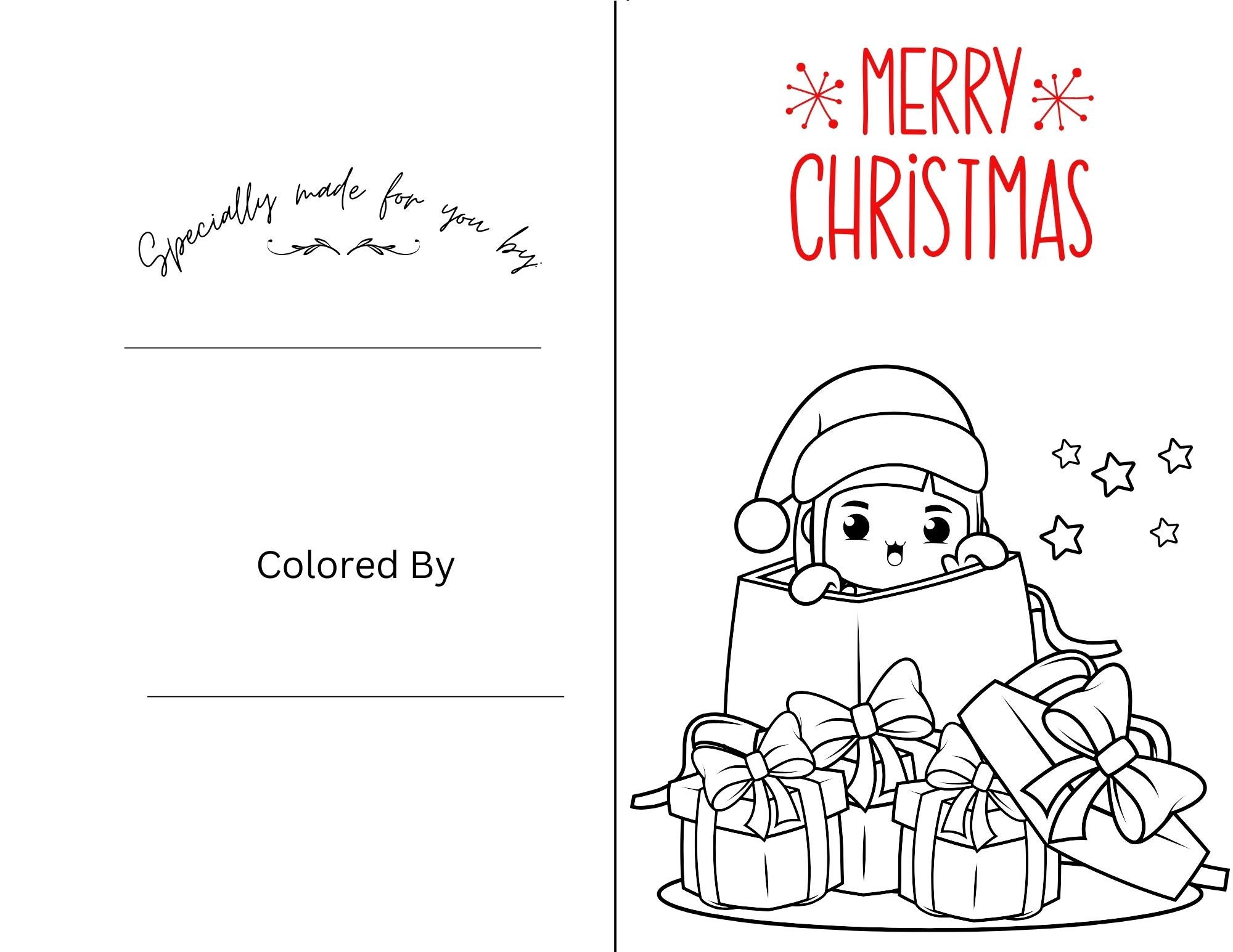 Coloring Cards, Christmas Coloring Cards, Kids Coloring Card, Christmas ...