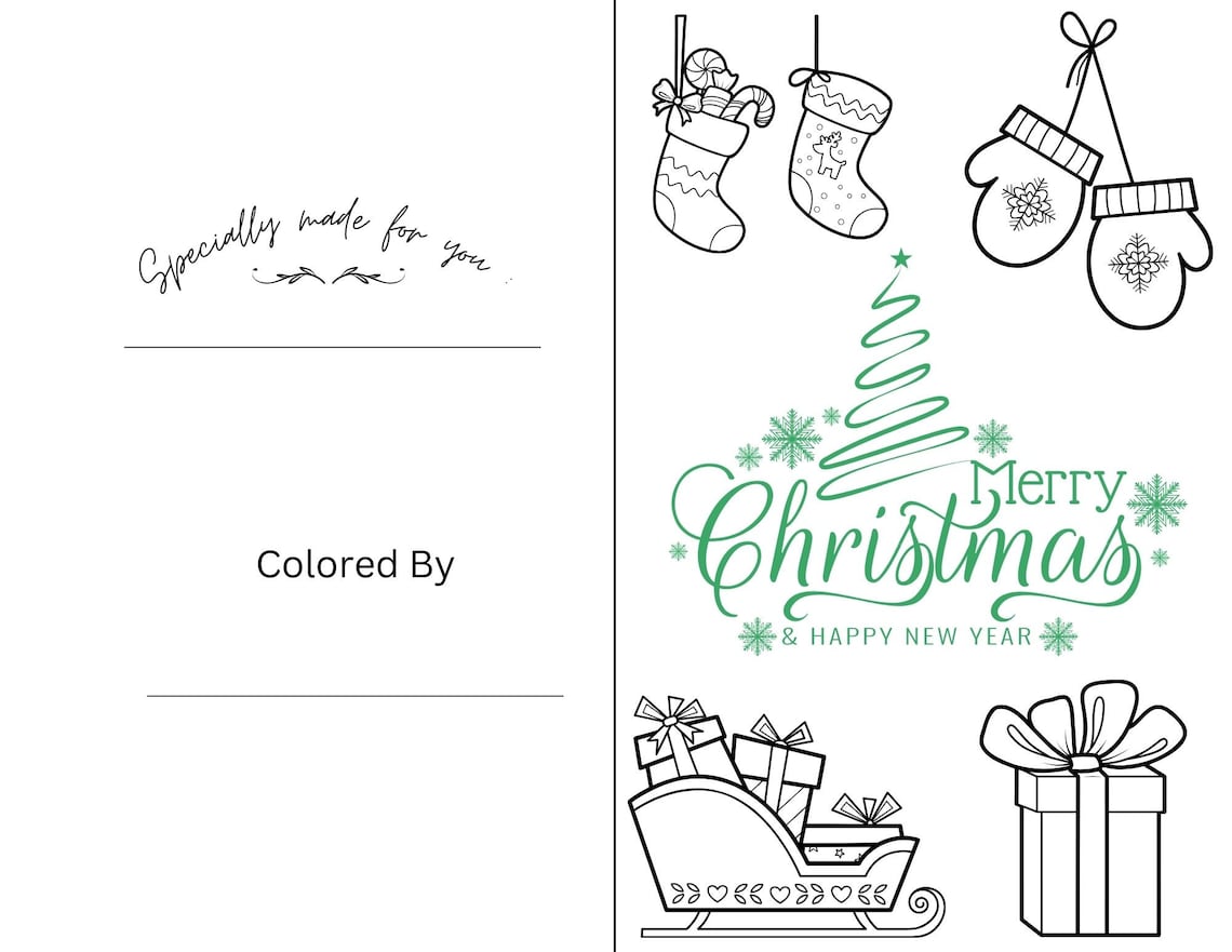 Coloring Cards, Christmas Coloring Cards, Kids Coloring Card, Christmas ...