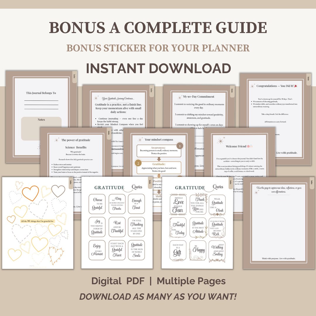 Gratitude Starter Bundle – 30-day Digital Journal + 30 Affirmation ...