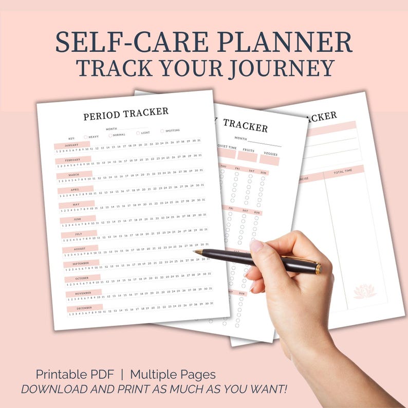 Self-care Planner Bundle Printable | Digital Self-care Journal ...