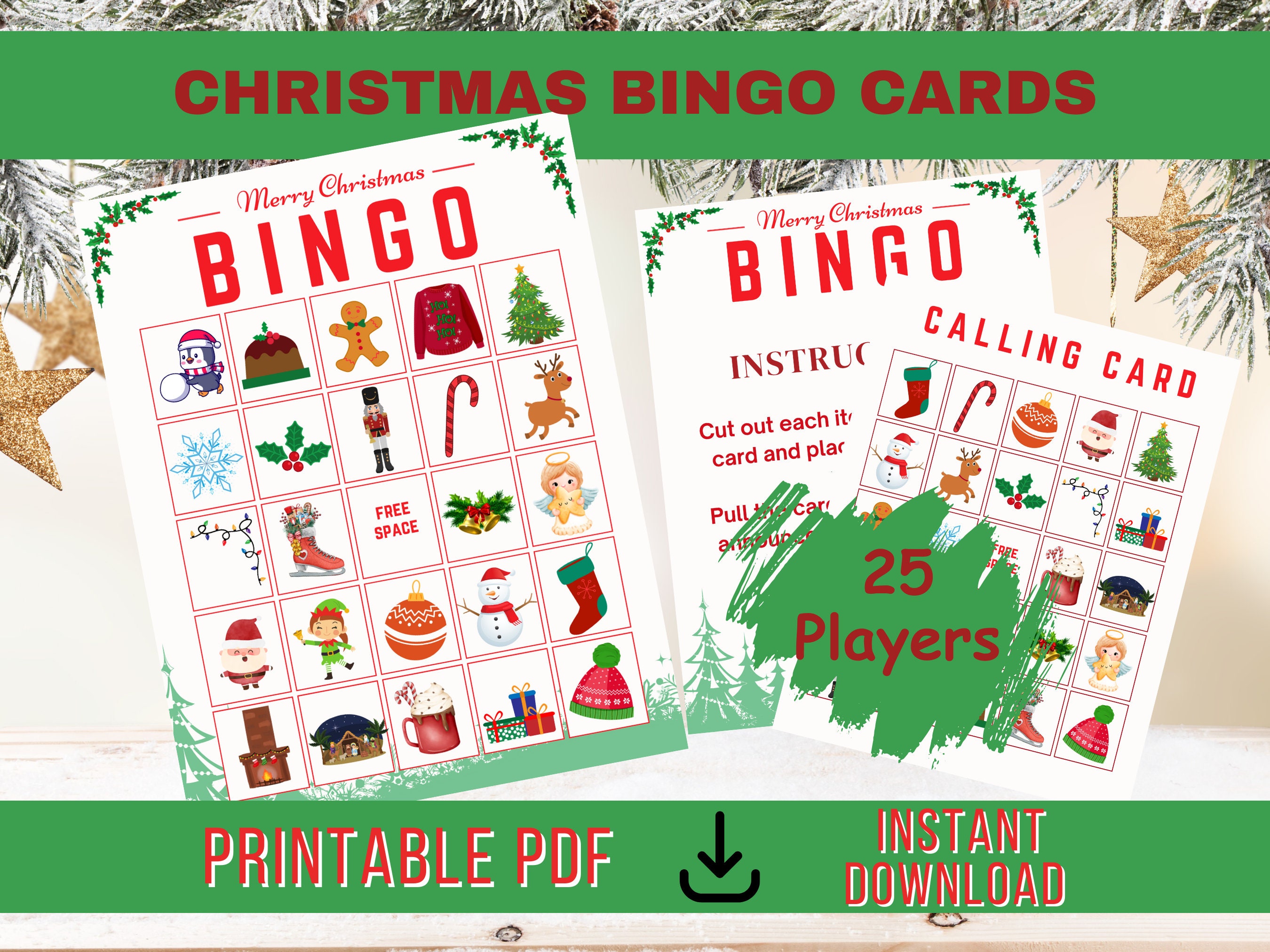 Christmas Bingo Card, Christmas Game,christmas Game Cards,holiday Bingo ...