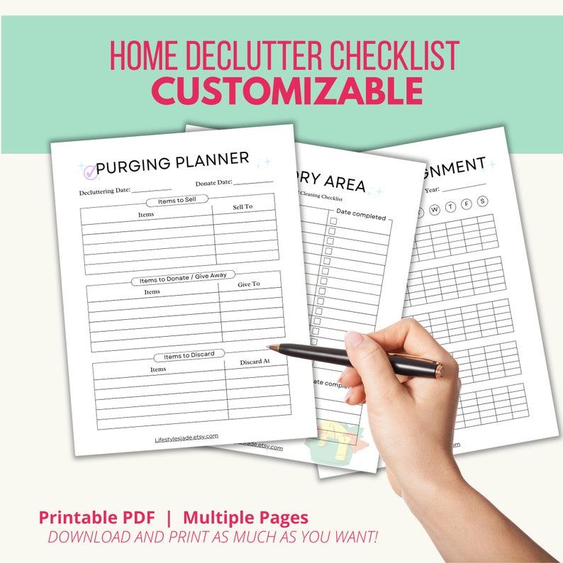 Home Declutter Checklist, 1 PDF Printable Only, Cleaning Plan, Housekeeping Plan, Monthly Clean ...
