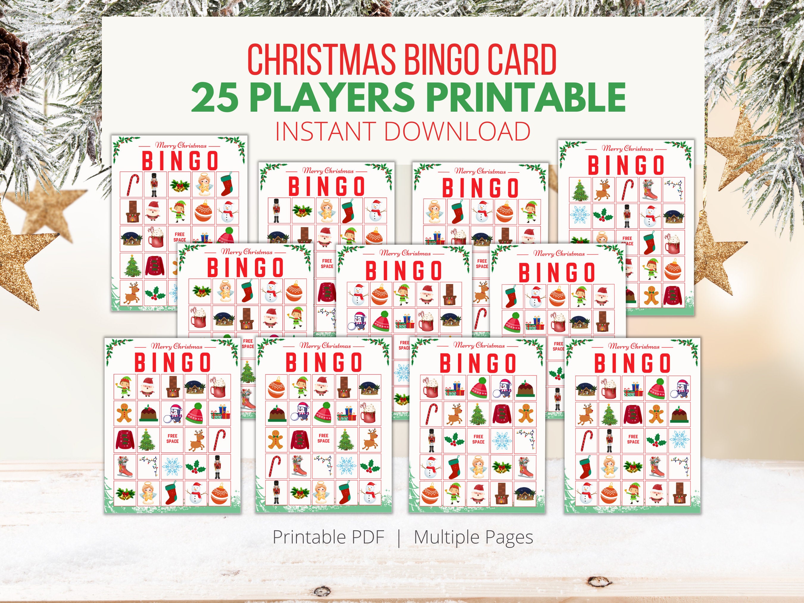 Christmas Bingo Card, Christmas Game,christmas Game Cards,holiday Bingo ...