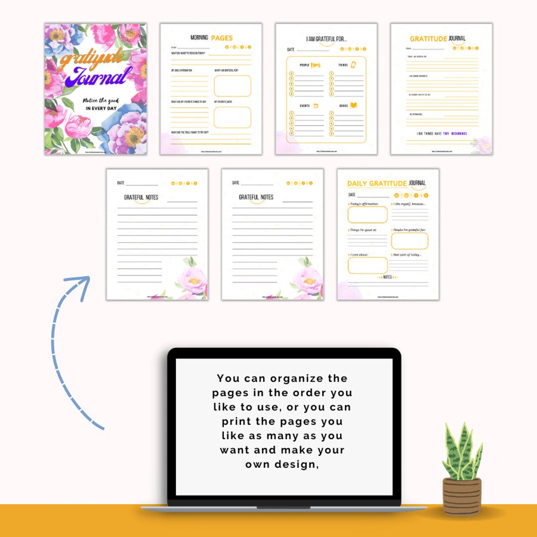 Gratitude Journal 2PDF, 1 PDF Printable, 1 PDF Filler, Thankful Notes ...