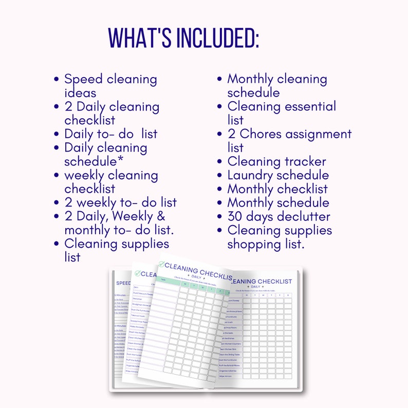 Cleaning Guide, Cleaning List PDF, Home Tidy Guide, Cleaning Checklist ...